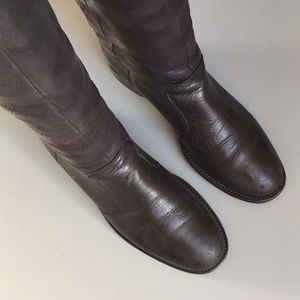 Fendi | Shoes | Fendi Navyblack Pebbled Leather Riding Boots | Poshmark